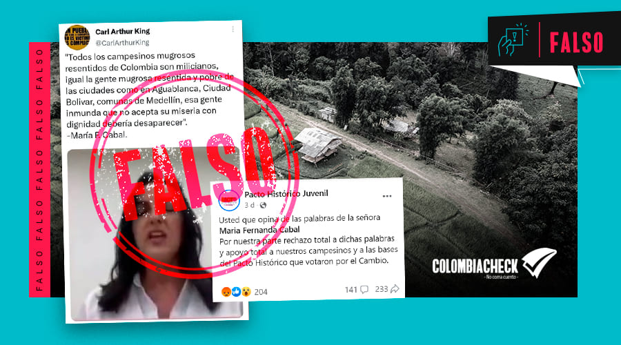 Cita en que María Fernanda Cabal califica de ‘mugrosos resentidos’ a ...