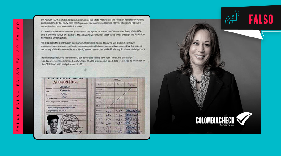 Supuesto carnet de membresía de Kamala Harris del Partido Comunista de la URSS es una ...