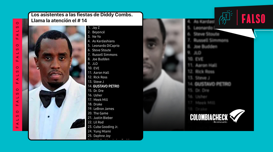 Supuesta lista de ‘Diddy’ Combs donde aparece el nombre de Petro es un ...
