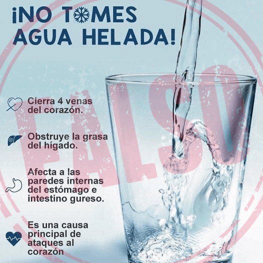 Beber agua helada no causa infartos, cáncer ni problemas en el hígado ...