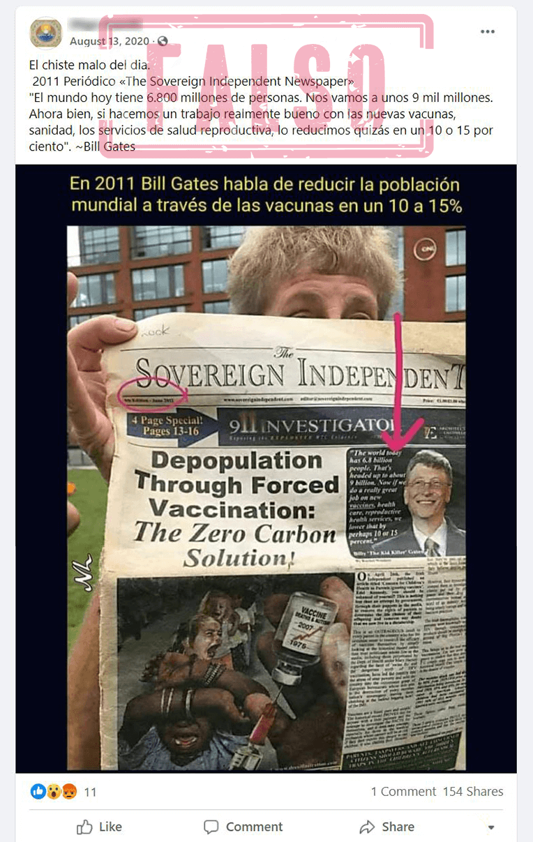 Portada de The Sovereign Independent Newspaper de 2011 no prueba que la ...